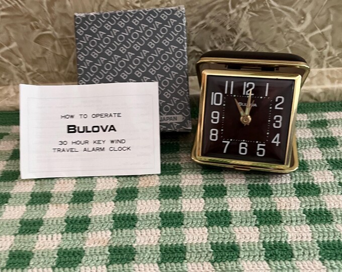 Vintage Folding BULOVA Travel Alarm Clock With Original Box and ...