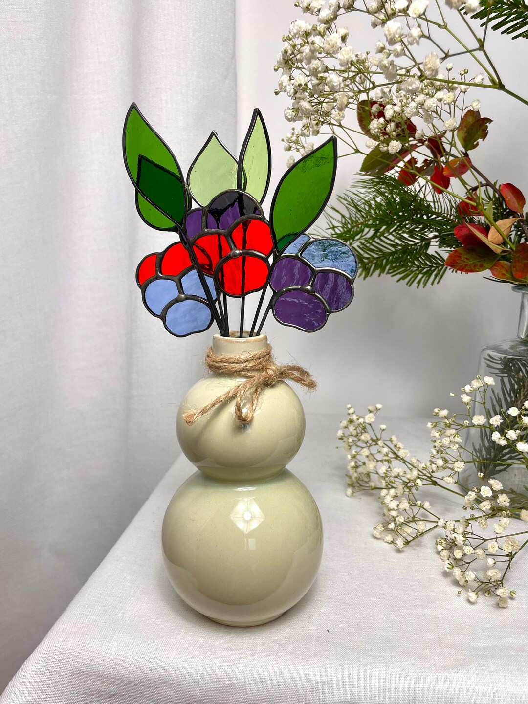 Pansy Bouquet,set of 8 Stems,stained Glass Pansy Bouquet,stained Glass ...