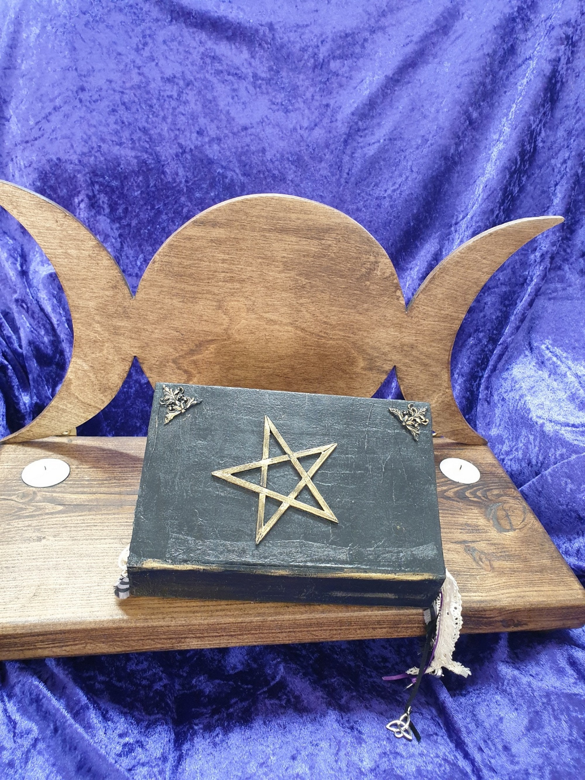Altar Shelf With Triple Moon Wooden Altar Shelf Handmade | Etsy UK
