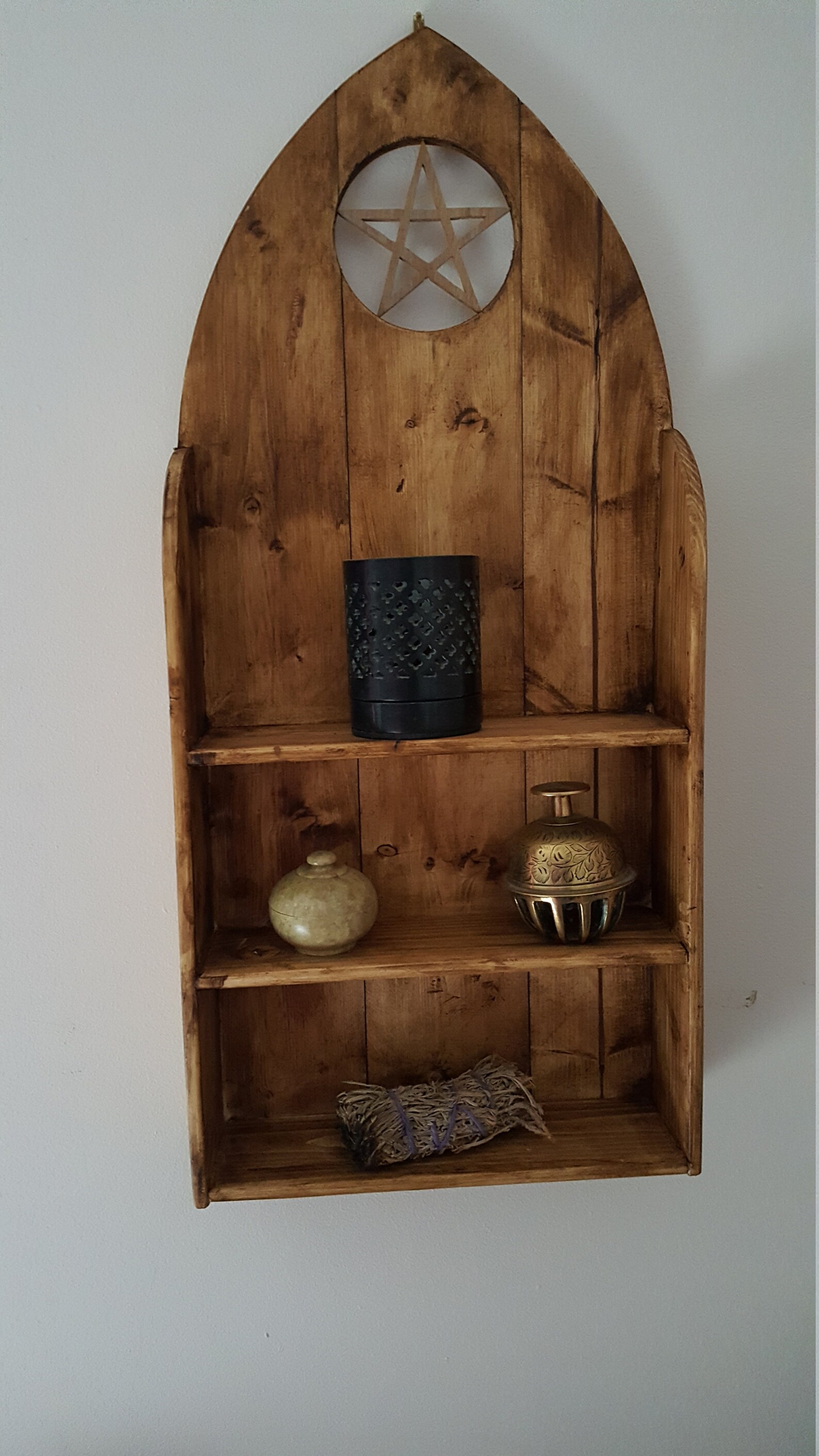 Gothic Arch Shelf With Inset Pentagram Goth Shelves - Etsy