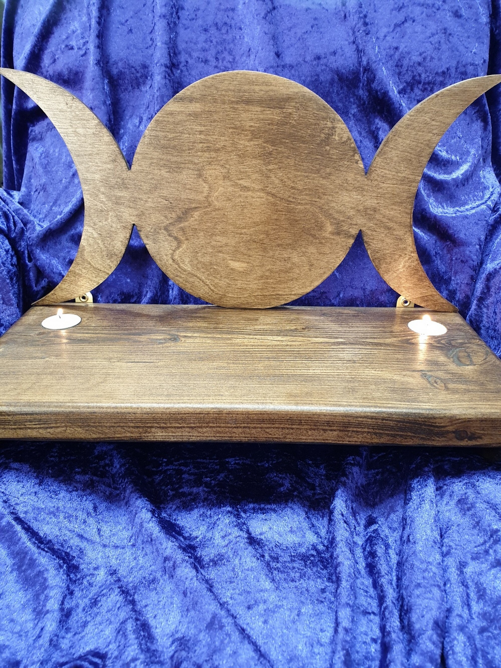 Altar Shelf With Triple Moon Wooden Altar Shelf Handmade | Etsy UK
