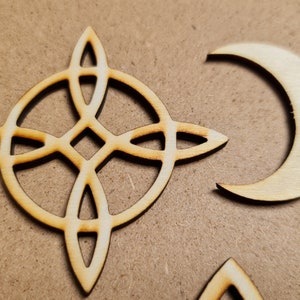 Wooden Laser Cut Pagan Shapes, Witch's Knot, Pentagram, Triple Moon ...
