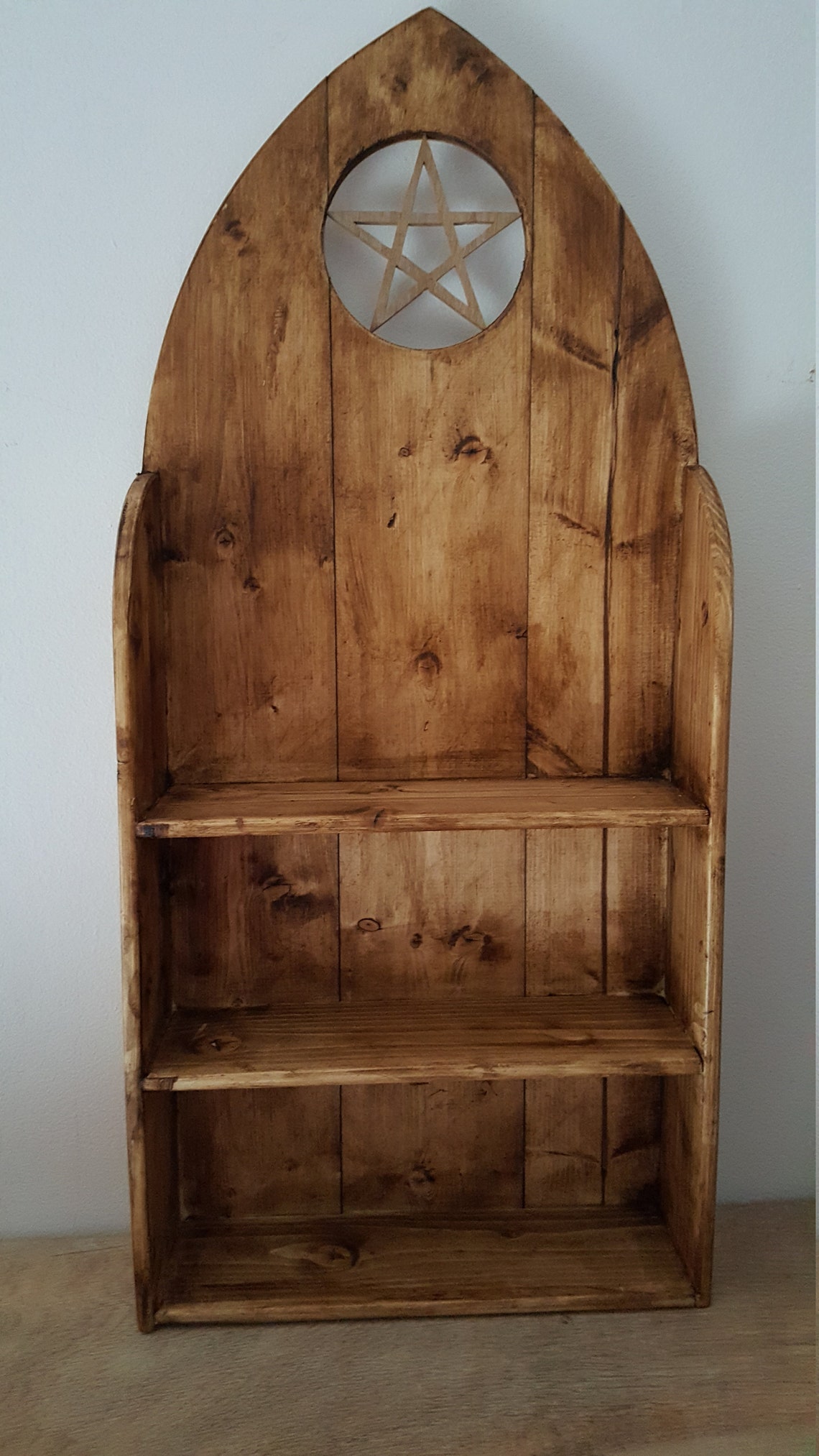 Gothic Arch Shelf With Inset Pentagram Goth Shelves - Etsy