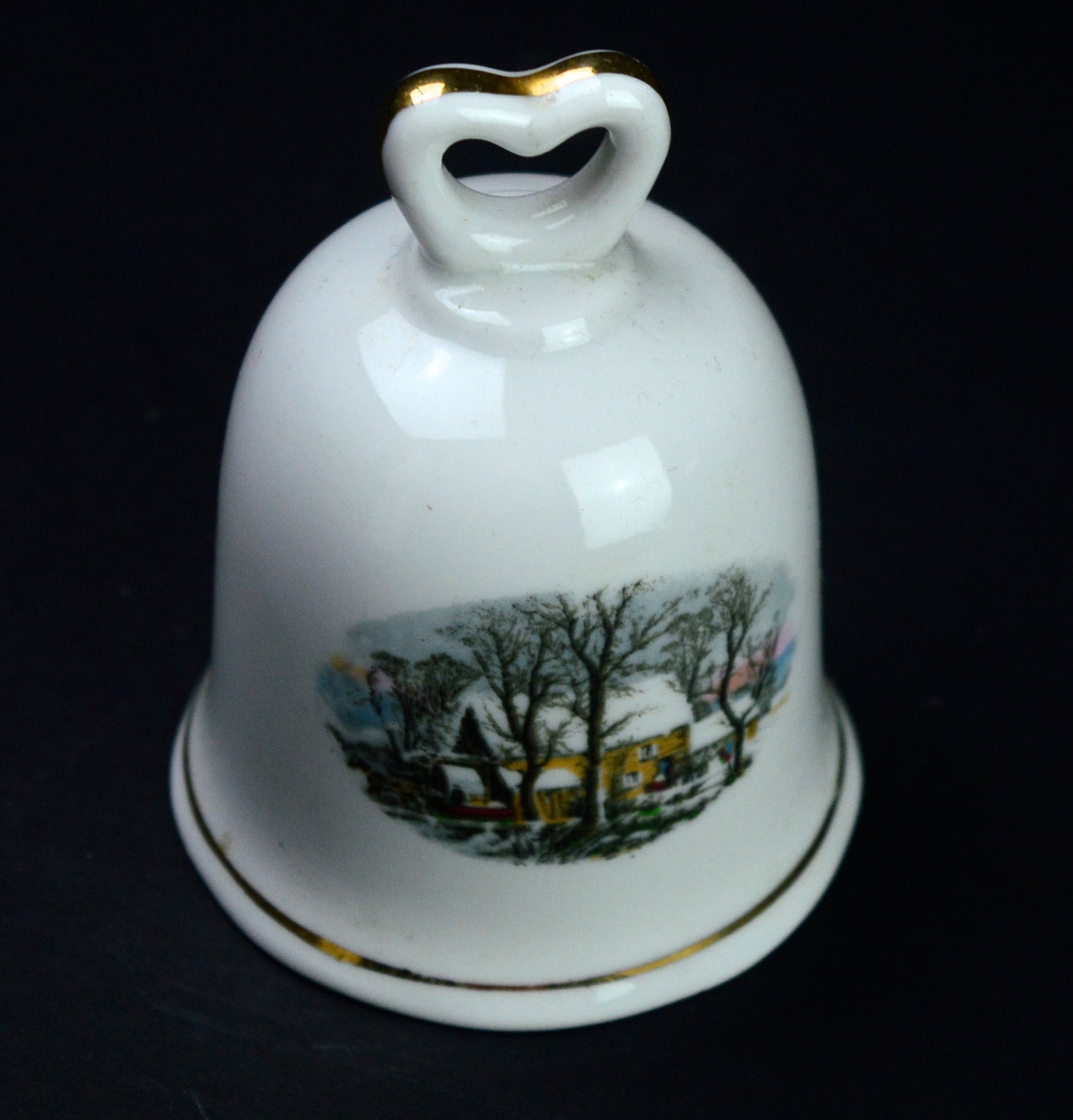 Vintage Bell Winter Scene Bell Christmas Bell Vintage Bell Vintage Snow ...