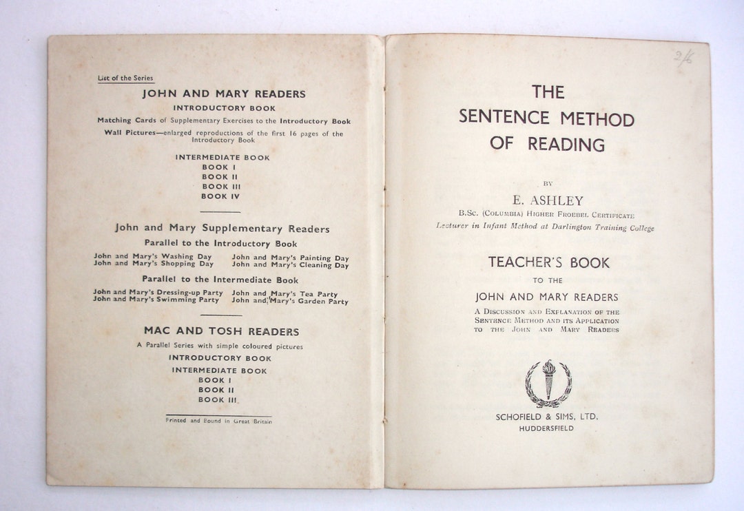 The Sentence Method of Reading Teachers Book to the John and Mary ...