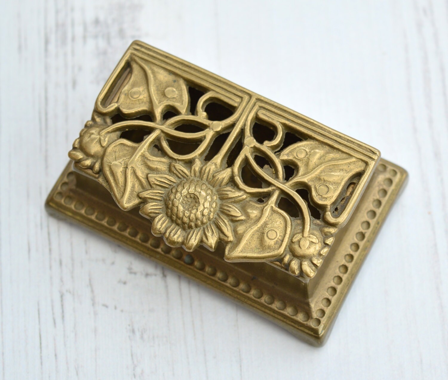 Vintage Postage Stamp Holder Brass Inkwell Vintage Ink Pot Vintage Desk ...