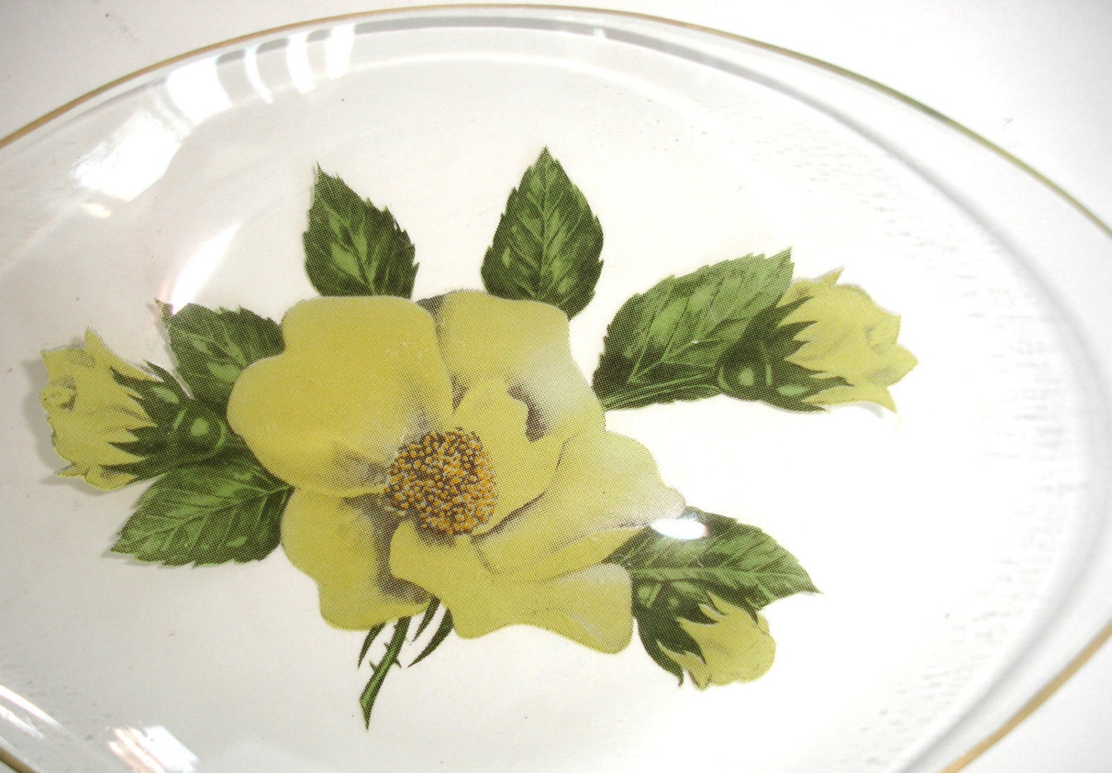 1960s Chance Glass Fiestaware Yellow Mermaid Rose 2 Dishes Plates ...