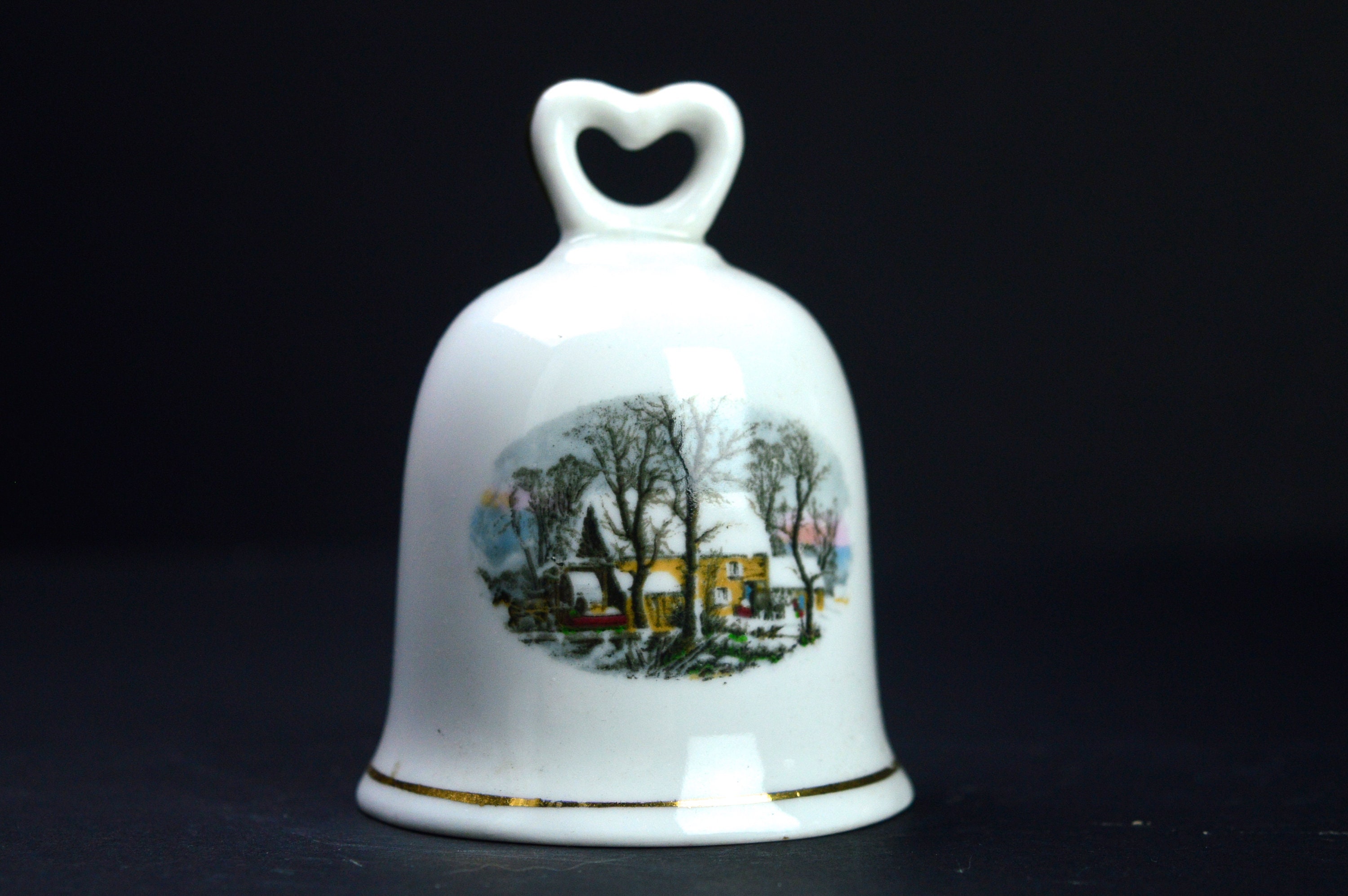 Vintage Bell Winter Scene Bell Christmas Bell Vintage Bell Vintage Snow ...