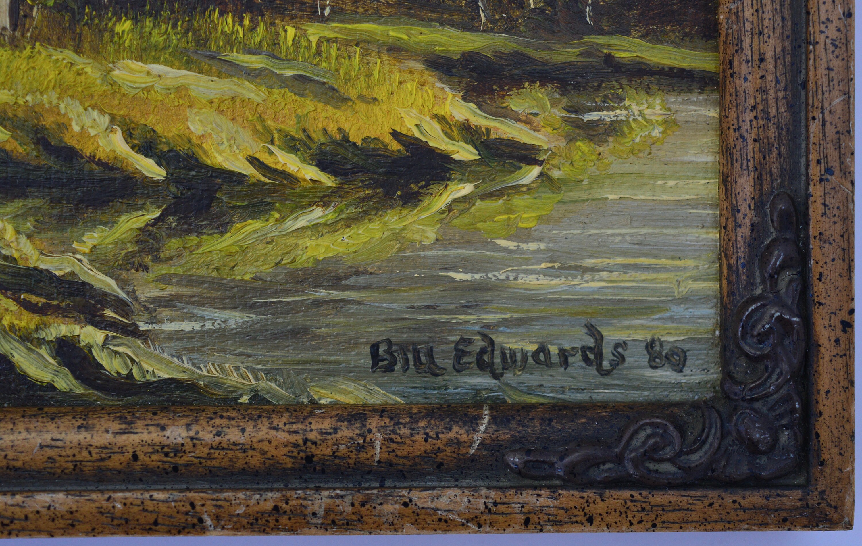 Vintage Oil Painting Bill Edwards Cottage by the Lake Woodland - Etsy UK