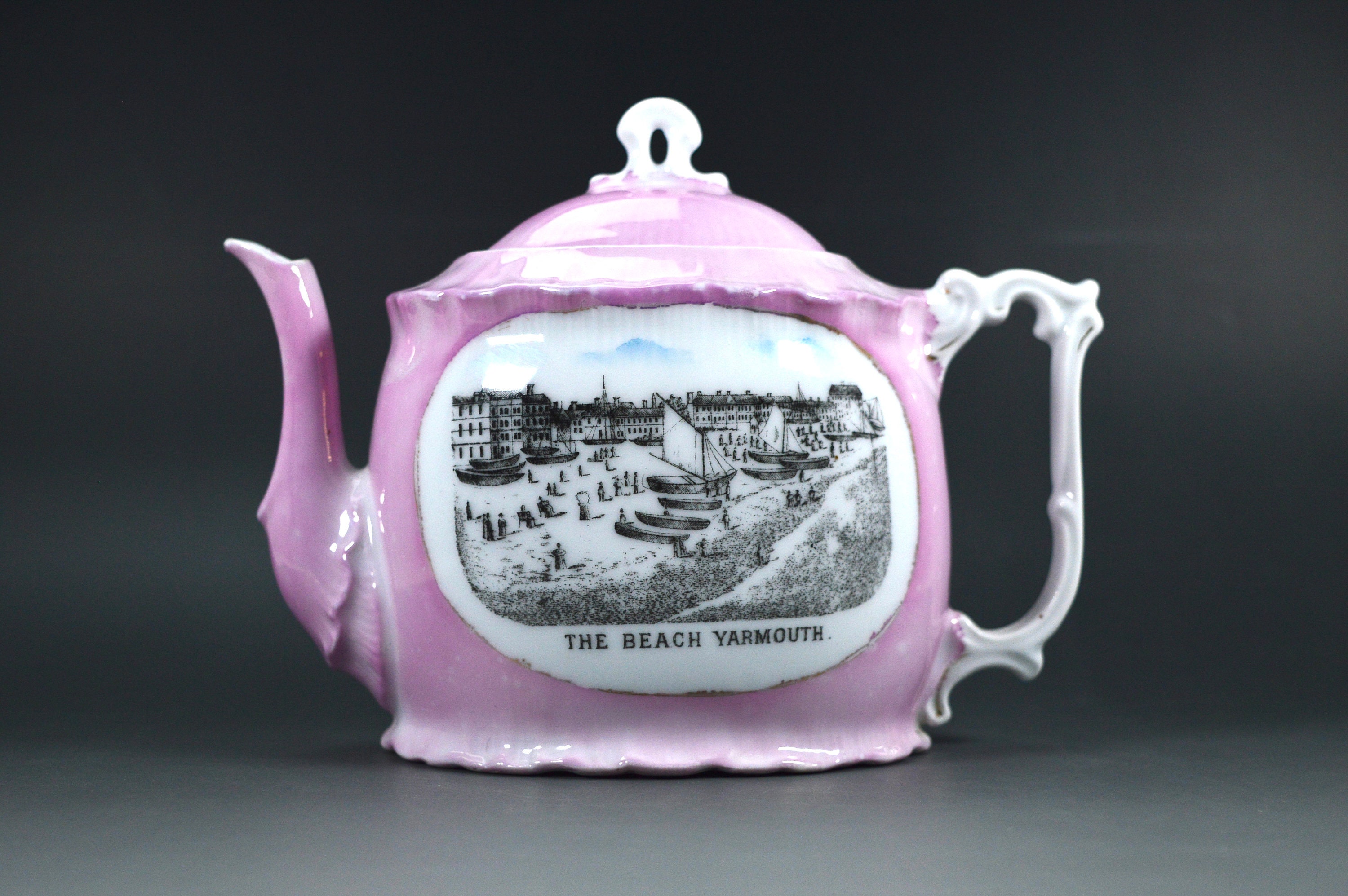 Victorian Lustreware Teapot the Beach Yarmouth Pink Teapot China Teapot ...
