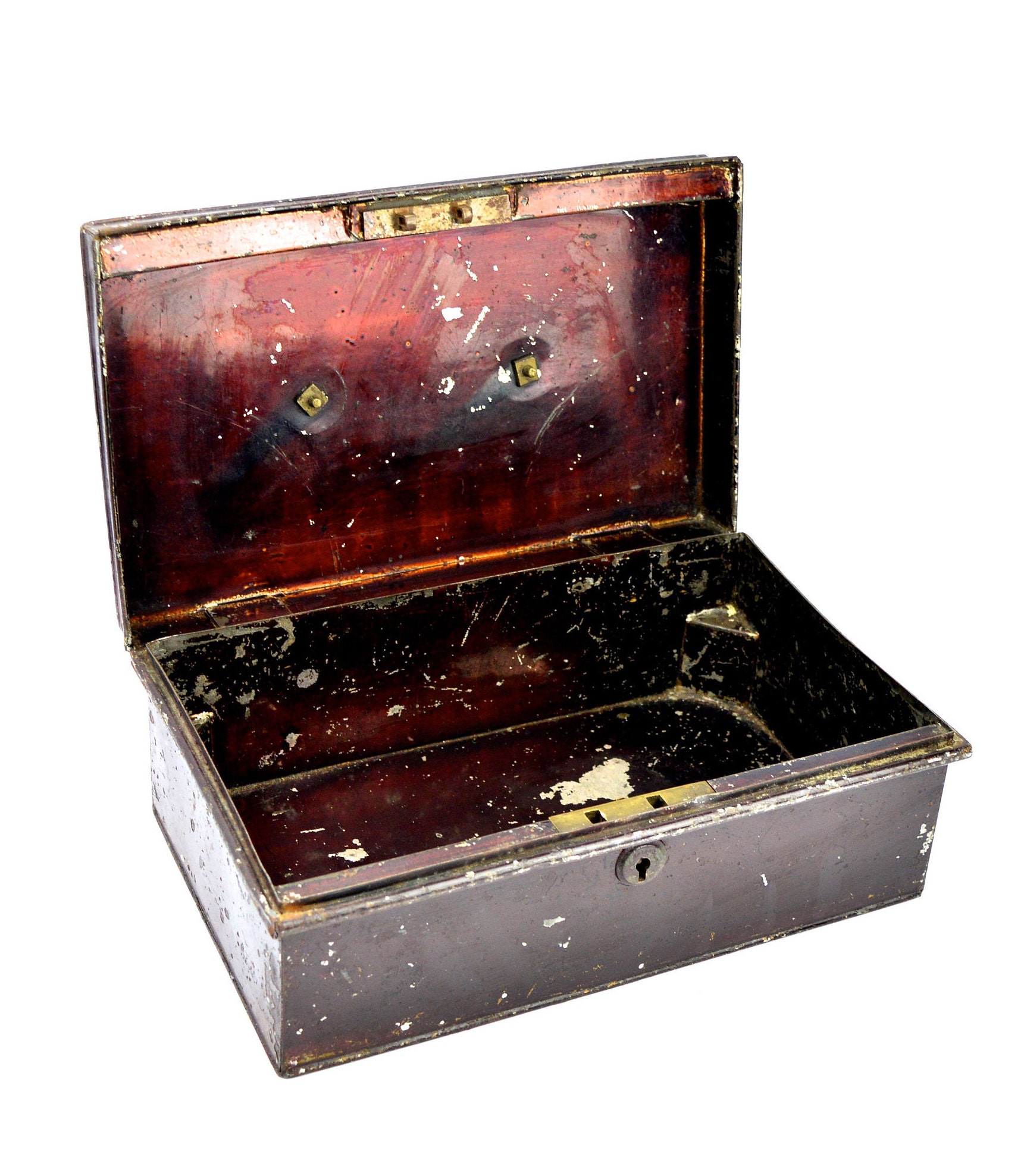 Vintage Black Metal Cash Box Document Tin Black Metal Tin | Etsy