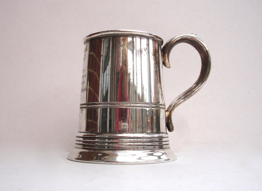 1934 Half Pint Silver Plated Tankard Vintage Trophy Antique Sport ...