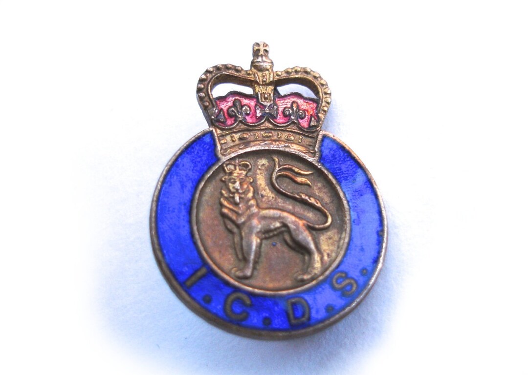 Buy ICDS Industrial Civil Defence Service Pin Badge Queens Crown Online ...