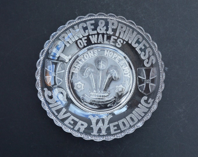 1880s Prince & Princess of Wales Vintage Glass Plate Souvenir Plate ...