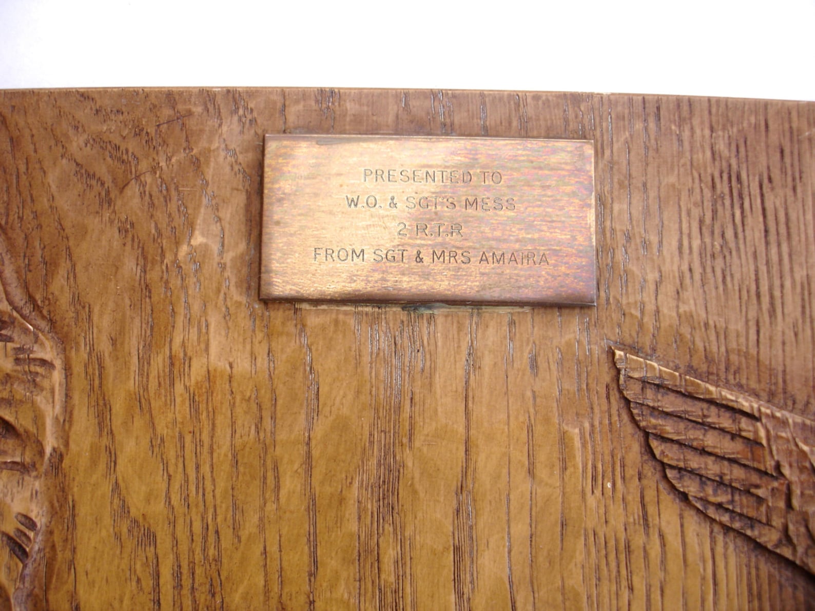 Vintage Wooden Wall Plaque WO Sgts Mess Plaque 2RTR Royal Tank Regiment ...