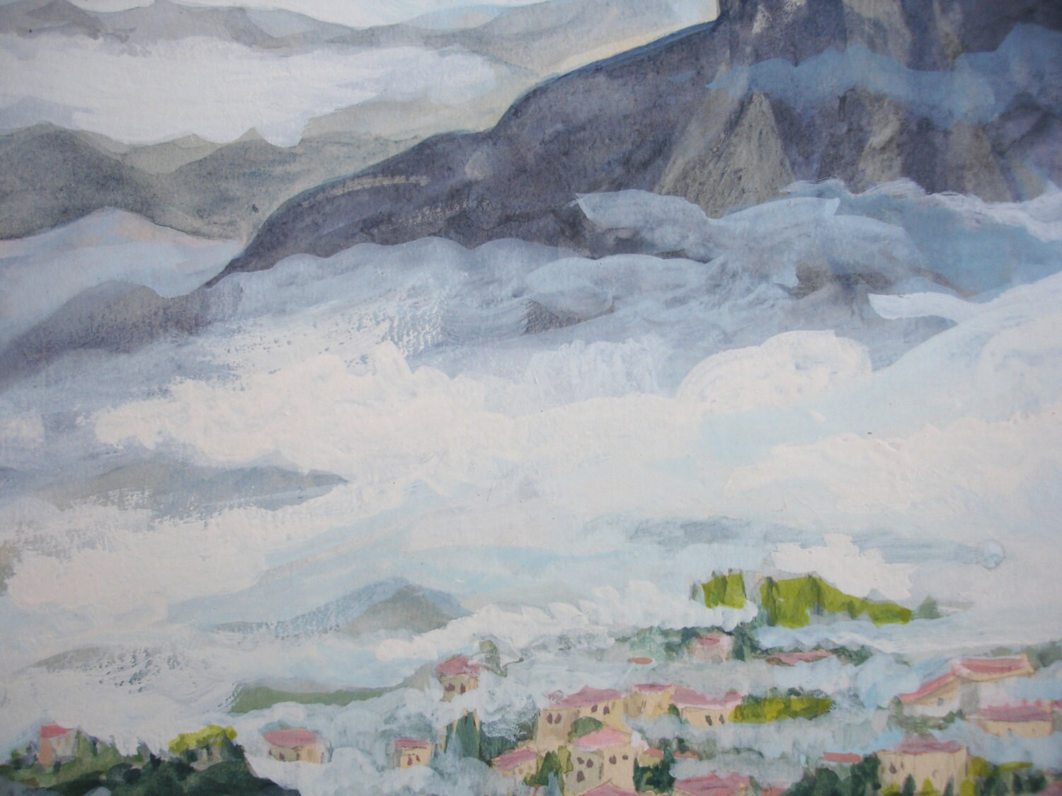 1980s Vintage Watercolor Vintage Watercolor Painting Vintage Landscape ...