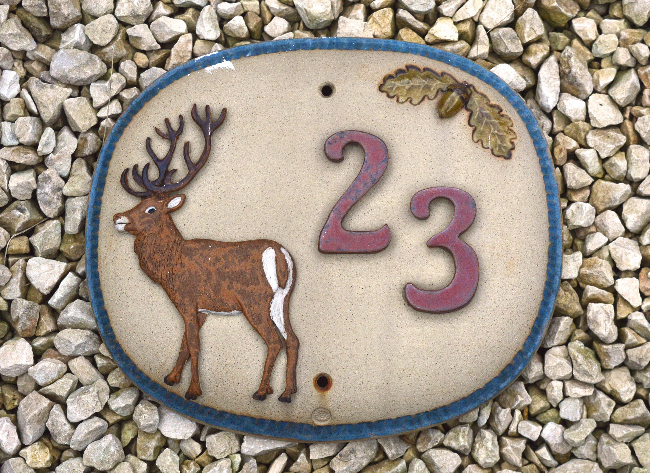Number 23 House Sign Earthenware House Plaque Reindeer Sign House ...