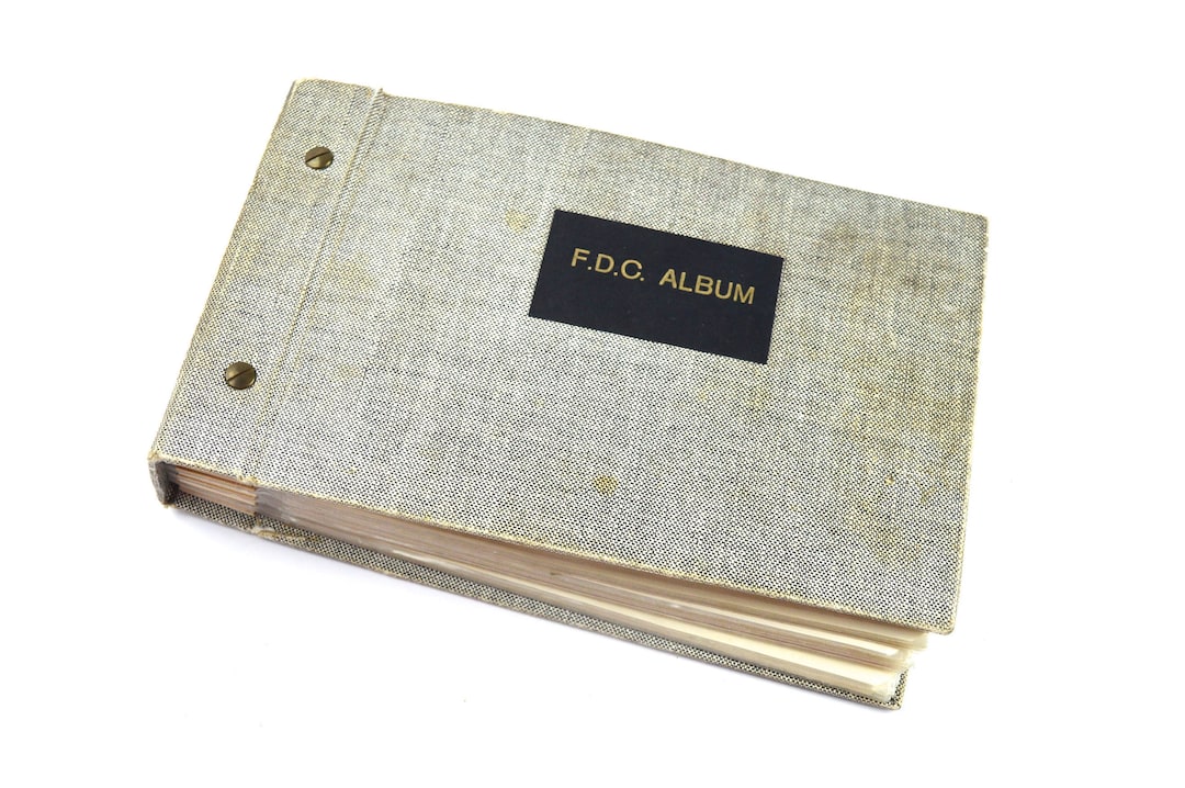 Vintage Cover Album Stamp Cover Album 50 Slip Pockets Brown Cover Album ...