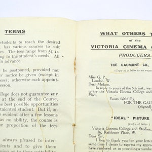1917 Victoria Cinema College & Studios Guide to Cinema Acting Vintage ...