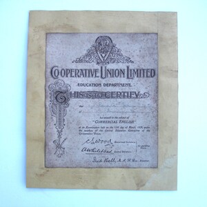 1929 Certificate Cooperative Union Limited Education - Etsy