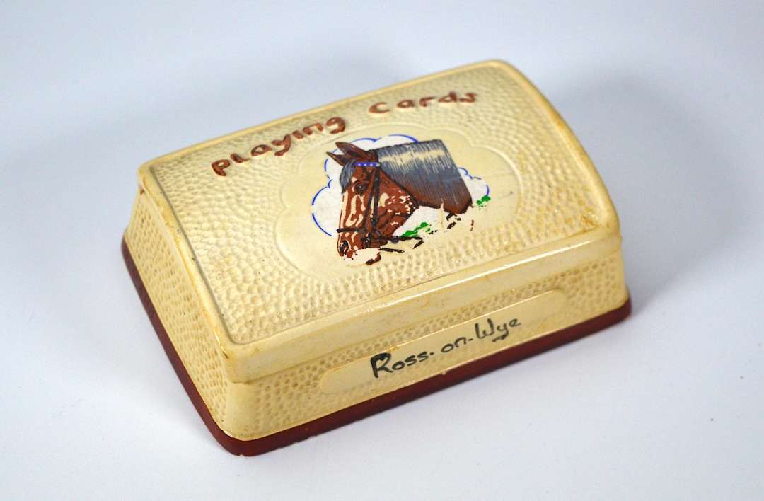 Playing Card Set in a Ceramic Box Ross-on-wye Vintage Playing Cards ...