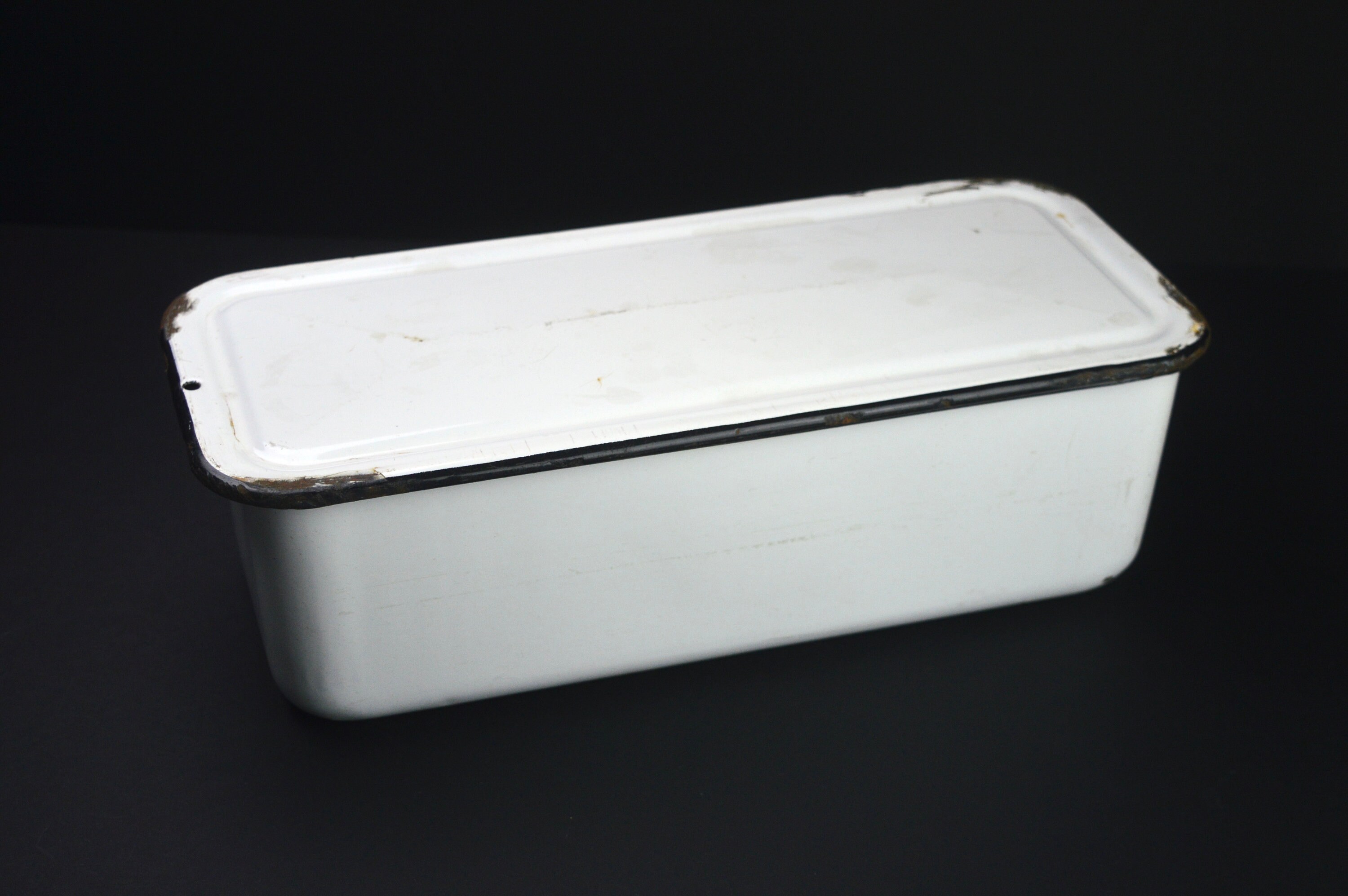 1950s Enamel Bread Tin Vintage Enamel Tin Vintage White Enamel Shabby ...