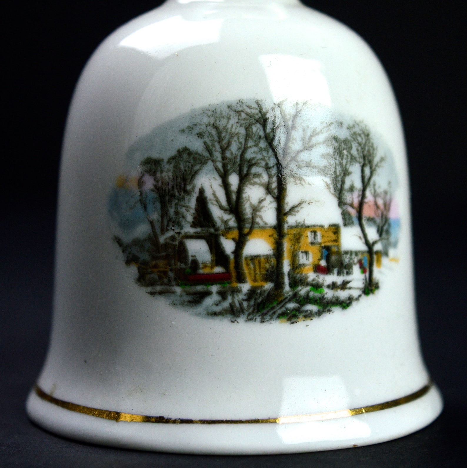 Vintage Bell Winter Scene Bell Christmas Bell Vintage Bell Vintage Snow ...