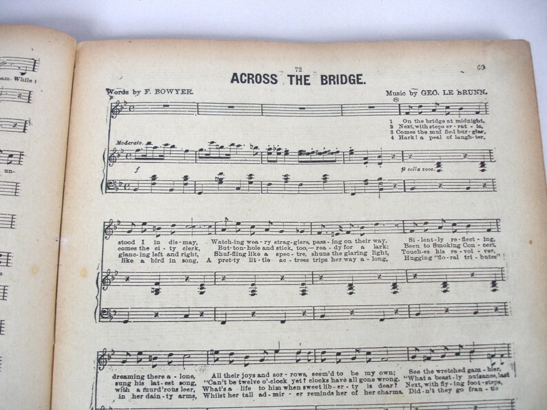 1890s the Song Folio No 3 Standard Vocal Music With Accompaniment for ...