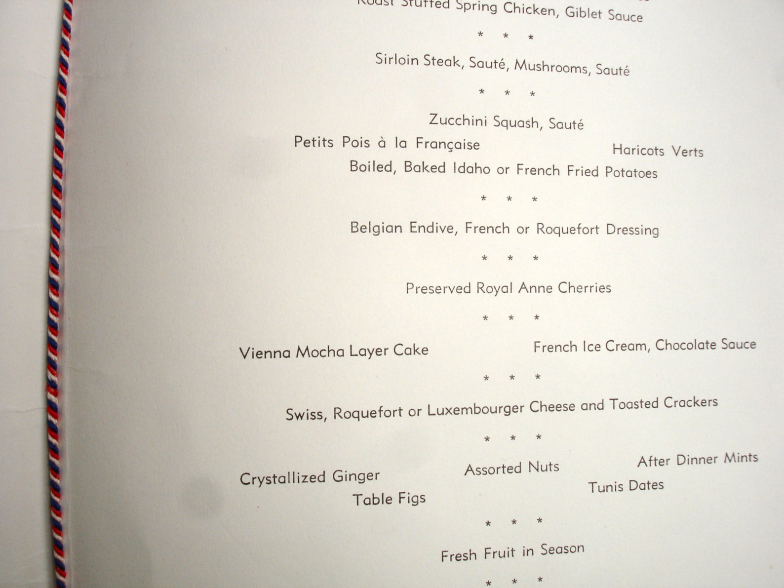 Vintage Menu for the Gala Dinner on Board the S S United States With ...