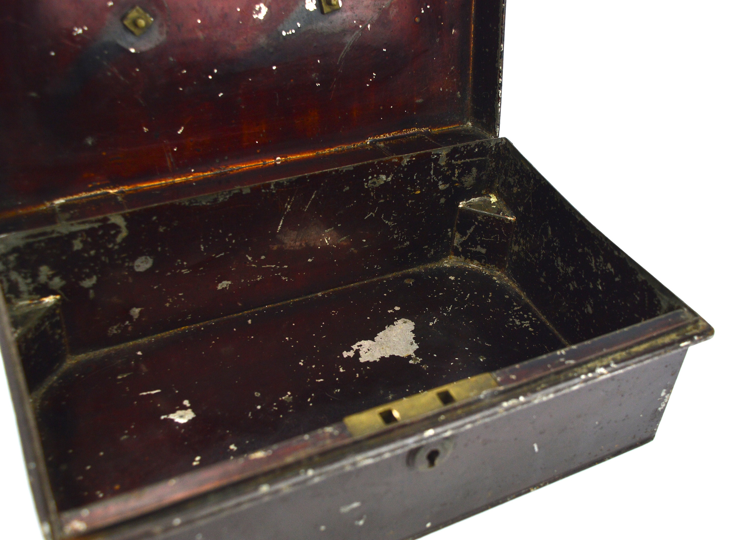 Vintage Black Metal Cash Box Document Tin Black Metal Tin | Etsy