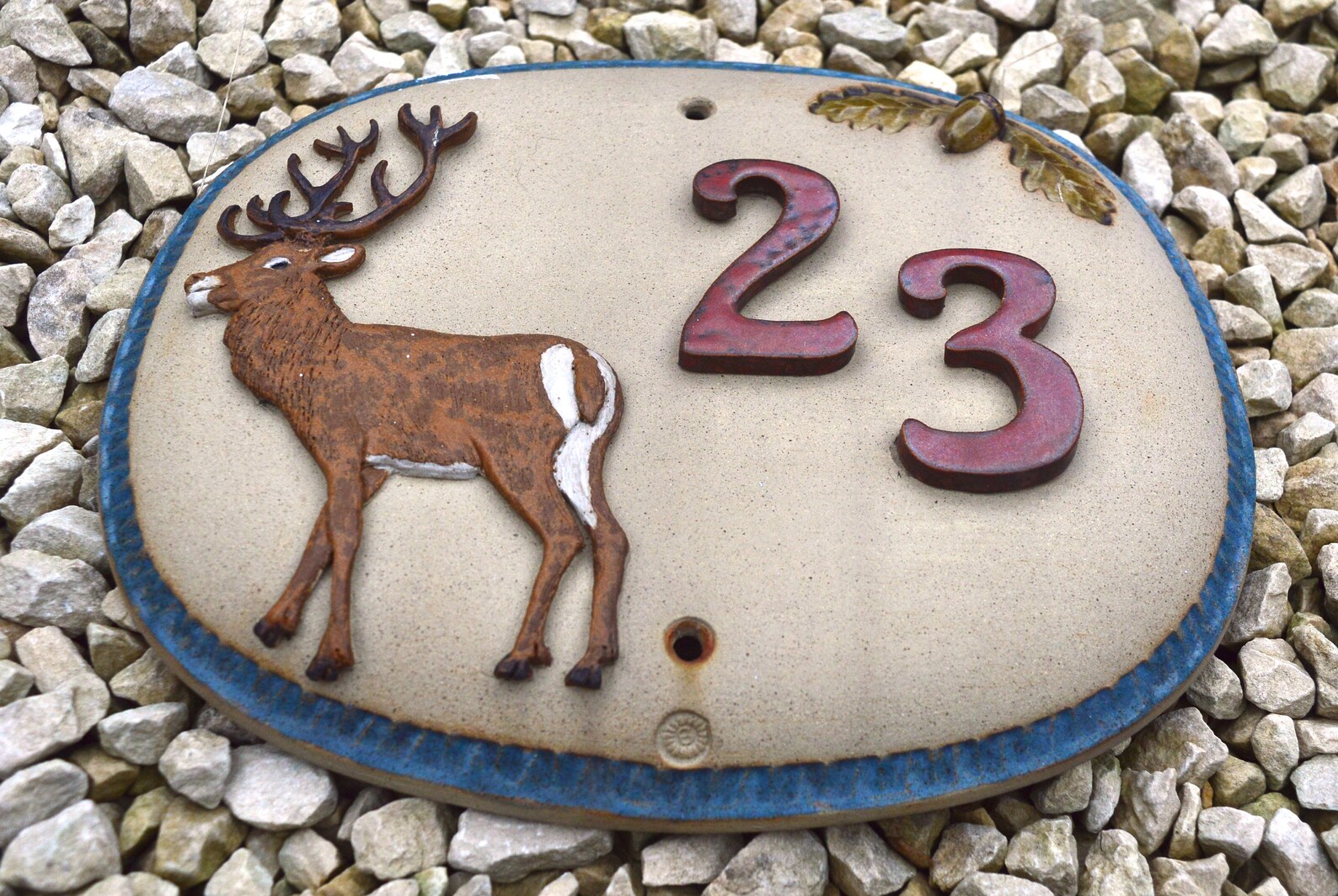 Number 23 House Sign Earthenware House Plaque Reindeer Sign House ...
