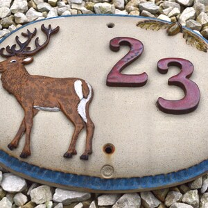 Number 23 House Sign Earthenware House Plaque Reindeer Sign House ...