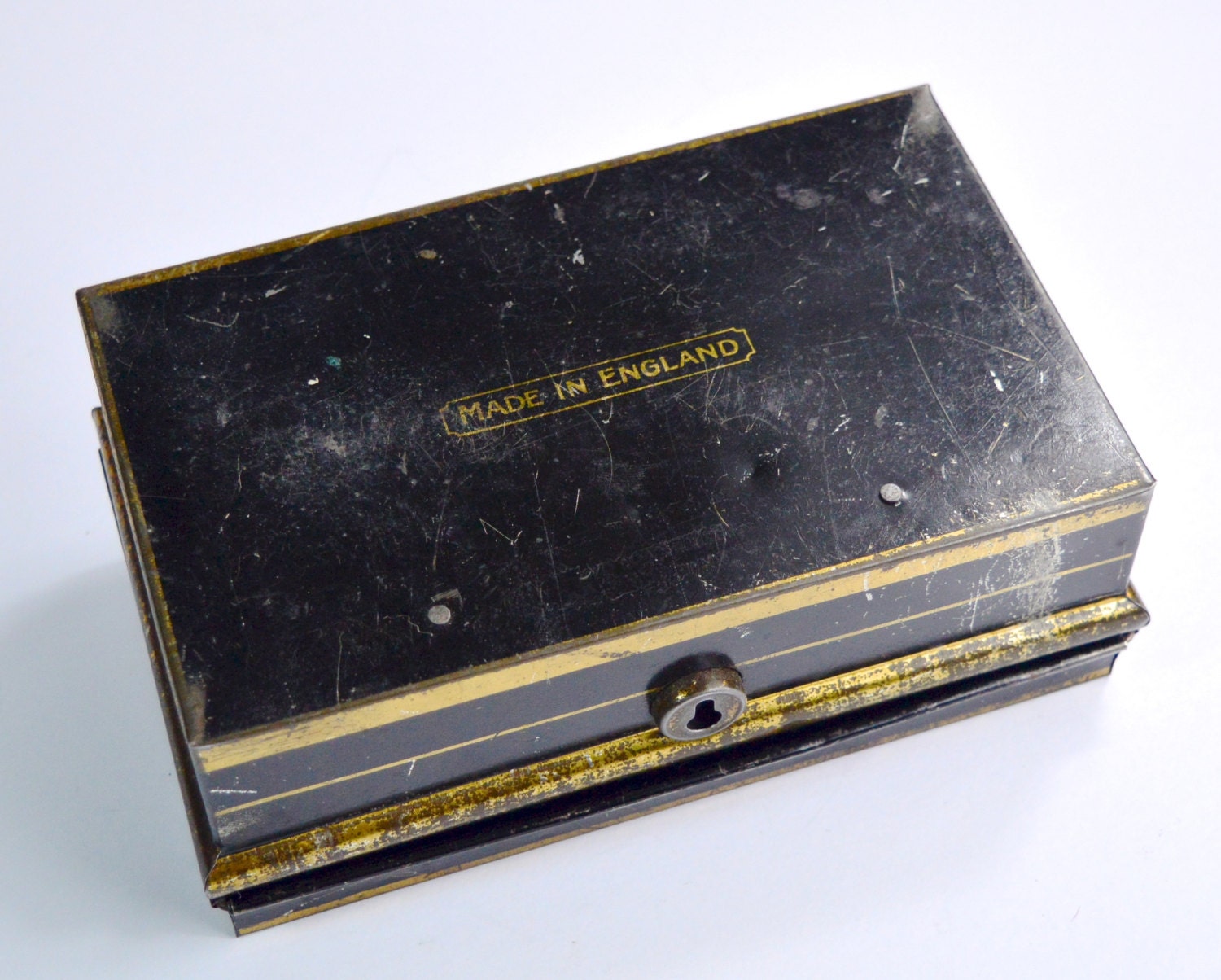 Vintage Metal Cash Box With Removable Tray for Coins Petty Cash Box ...