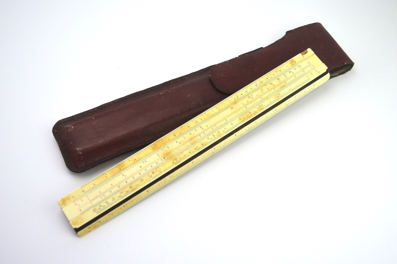 Vintage AW Faber Castell 1/87 12 Inch Slide Rule Leather Carry Case ...