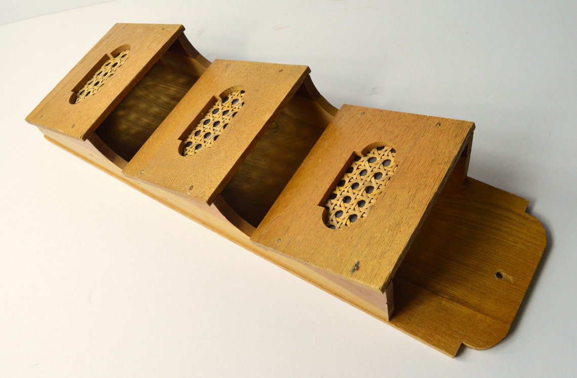 1960s Vintage Wood Letter Rack Retro Letter Rack With Cane Cut - Etsy