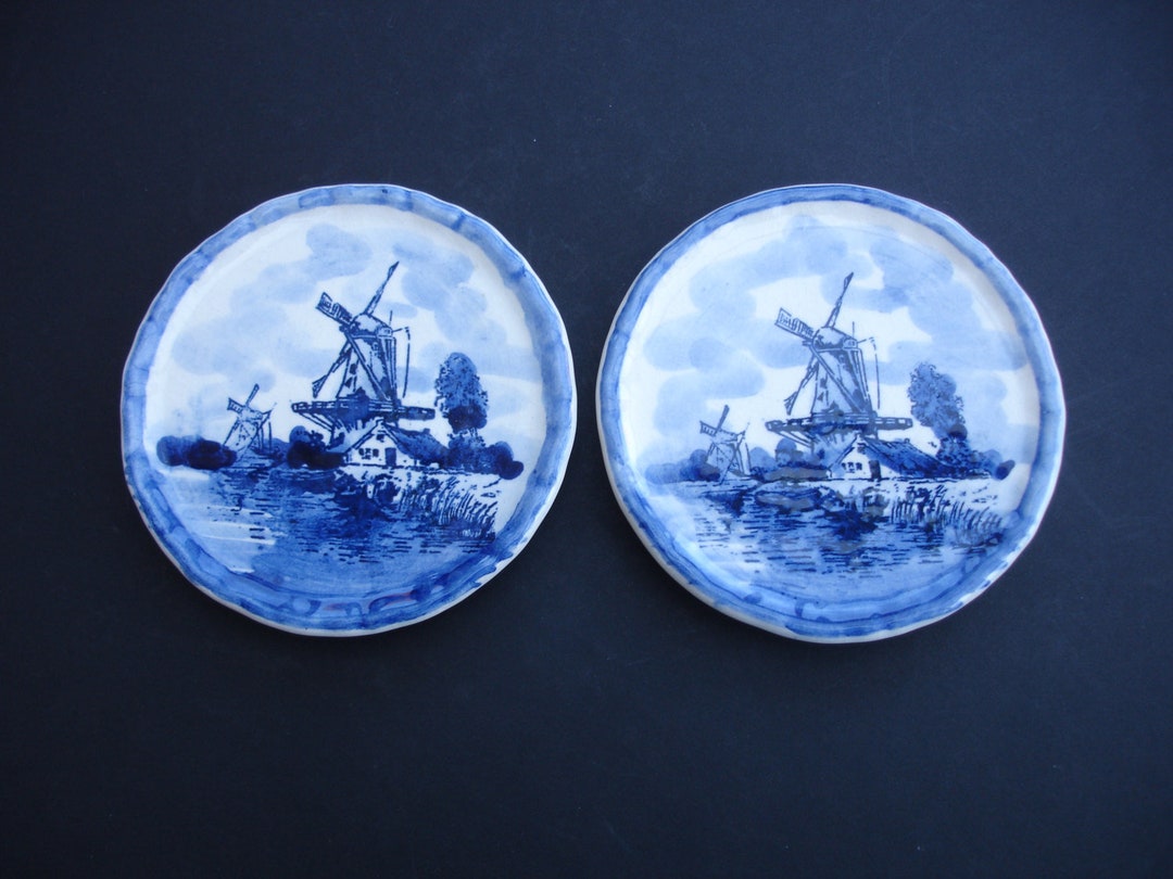 Delft 1970s Vintage Delfts Blue & White Coasters Drink Mats - Etsy