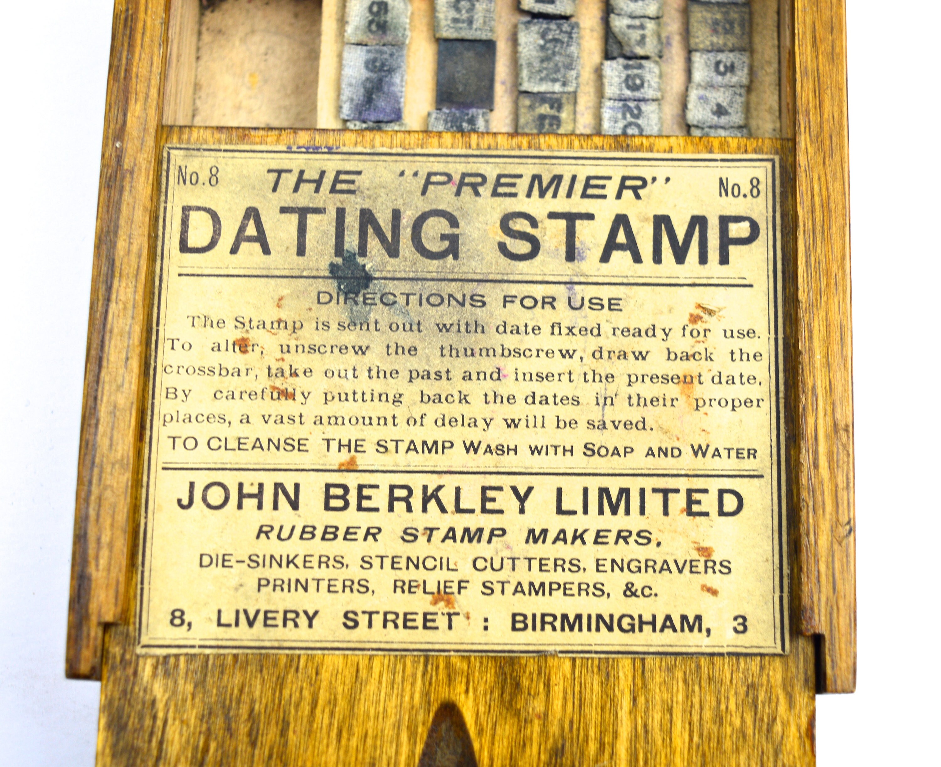 1940s No8 the Premier Dating Stamp John Berkley Limited Rubber - Etsy UK