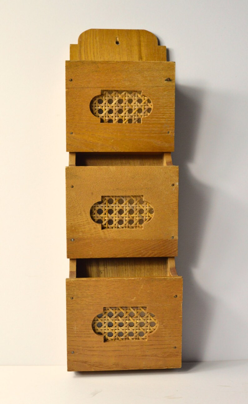 1960s Vintage Wood Letter Rack Retro Letter Rack With Cane Cut - Etsy UK