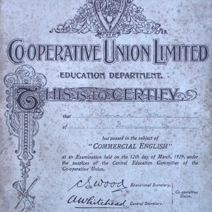 1929 Certificate Cooperative Union Limited Education - Etsy