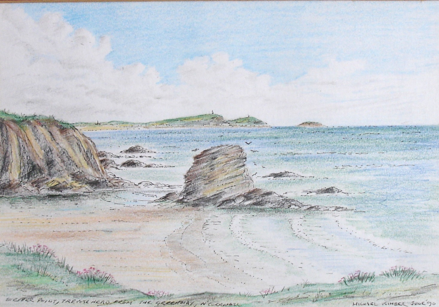 1990 Michael Kimber Vintage Pastel Stepper Point Trevose Head North ...