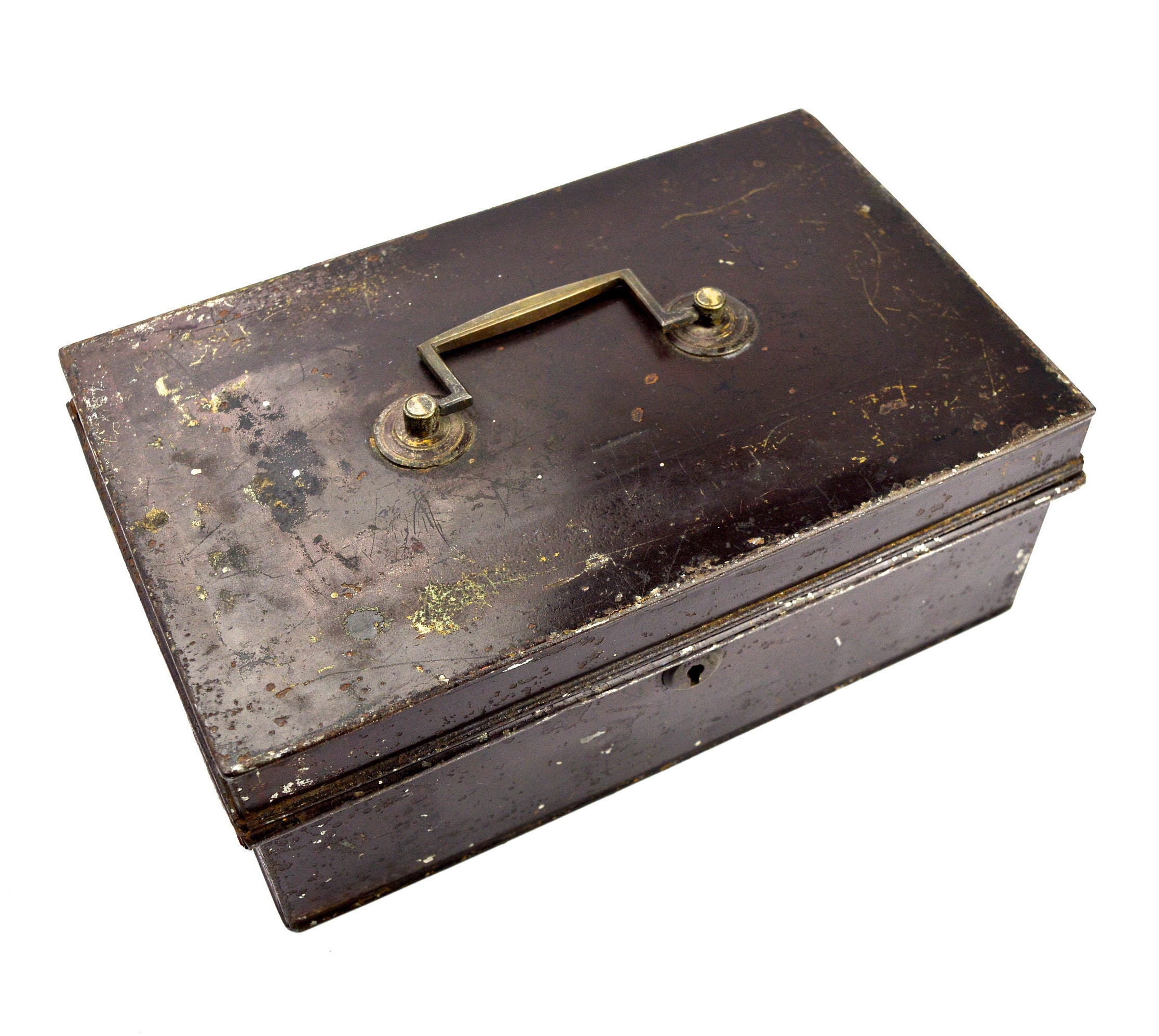 Vintage Black Metal Cash Box Document Tin Black Metal Tin | Etsy