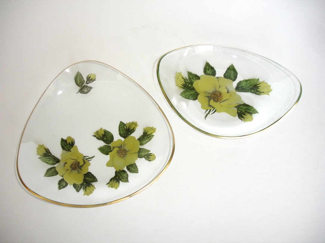 1960s Chance Glass Fiestaware Yellow Mermaid Rose 2 Dishes Plates ...