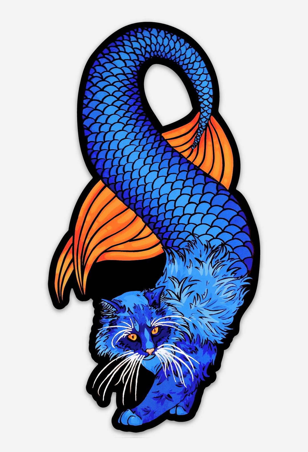Blue Meowmaid / Purrmaid Cat Mermaid Sticker - Etsy