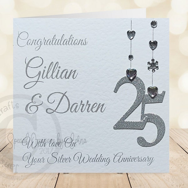 Silver Wedding Cards - Etsy UK