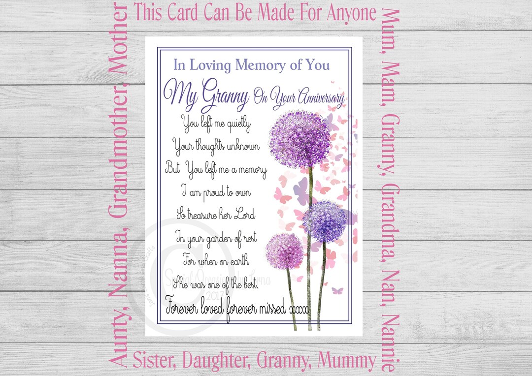 Memorial Grave Card: in Loving Memory Anniversary Plaque - Etsy UK