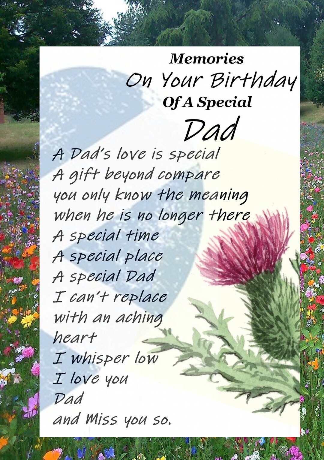 M64 Birthday Memorial Grave Card Scottish Memories on Your Birthday ...