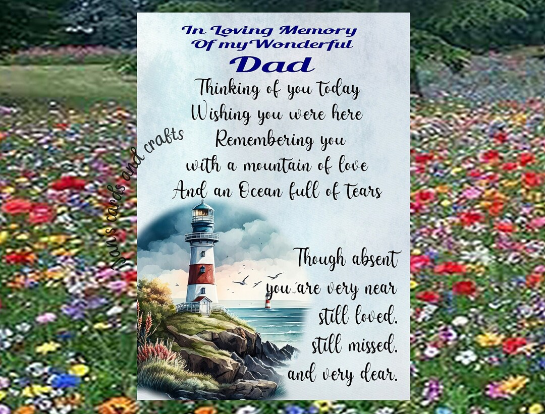 M09 Memorial Grave Card, in Loving Memory. Heavenly Birthday Card Dad ...