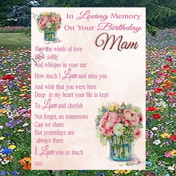 Mum Memorial Birthday Card - Etsy UK