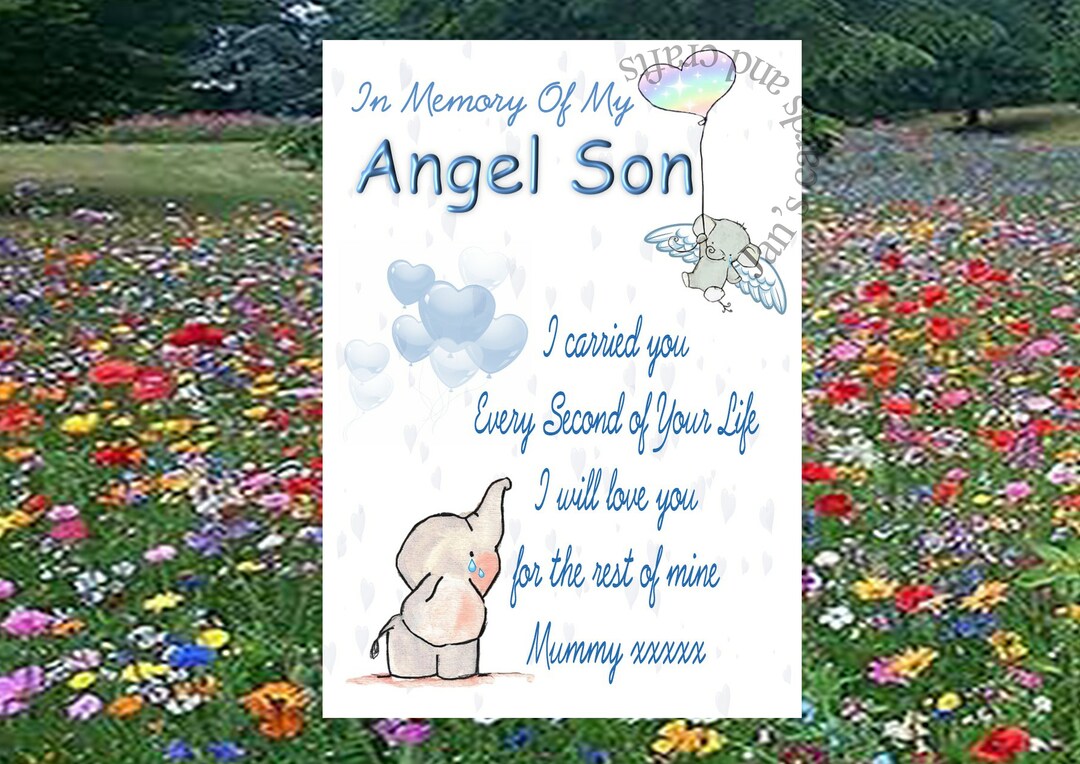 Memorial Card for Graveside, Heavenly Baby Loss Card for Son ...