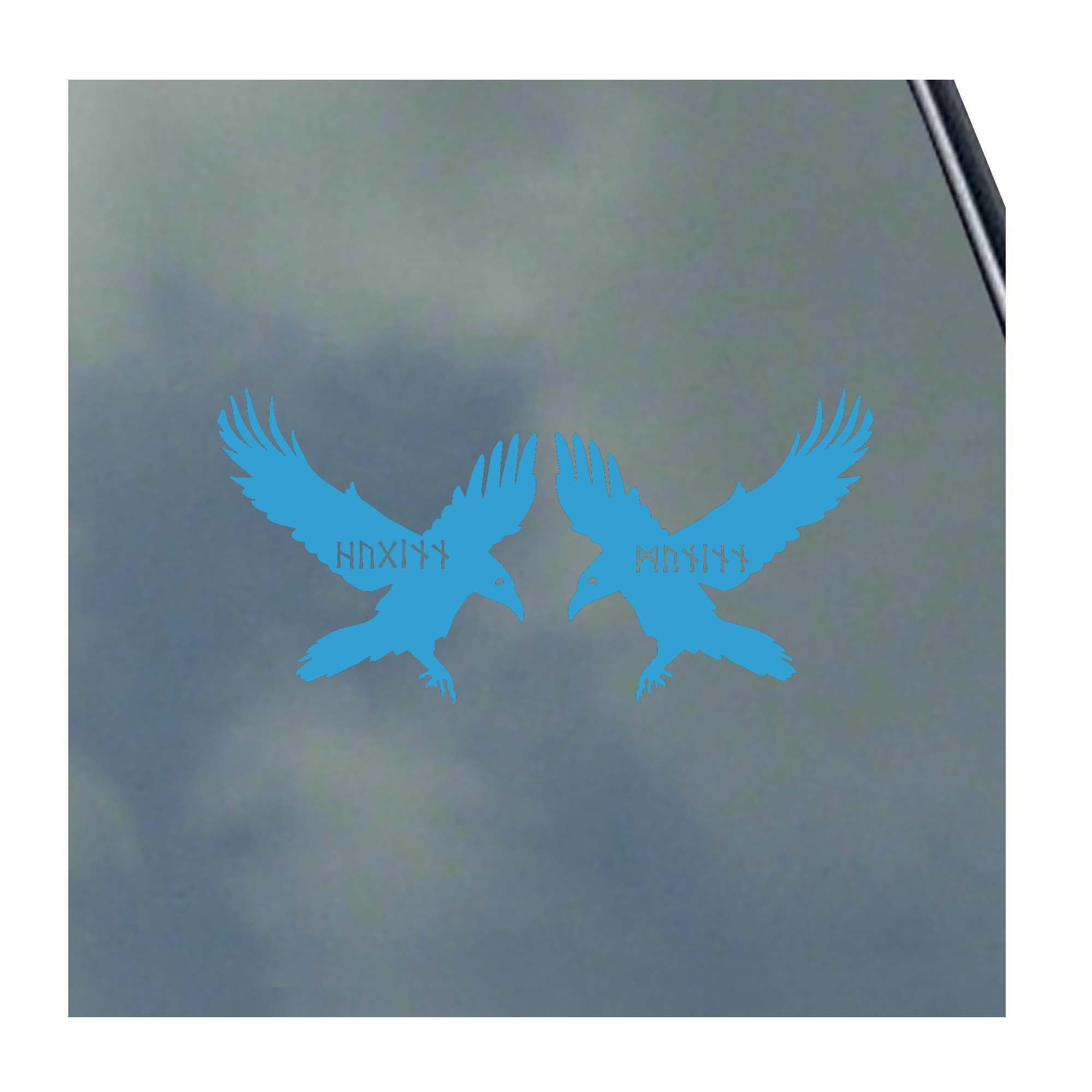 HUGINN and MUNINN With Runes Vinyl Sticker Decal Asatru Norse Thor Gods ...